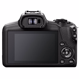 Canon EOS R100 Mirrorless Camera with 18-150mm Lens + 64GB Memory Card, Case, Hood, Grip-Pod, Filter Professional Photo Bundle (Renewed)