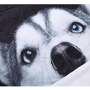 Zevrez Husky Dog Blanket, Cute Husky Gifts Kids Throw Blanket with Dog on It Soft Flannel Blanket Gift for Husky Lovers Boys Girls Sofa Bed(Dog 3, 48"x60")