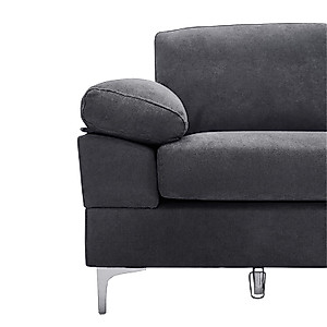 Knowlife Modern Corner Sectional Futon Sofa with Removable Cushions and Ottomans Convertible Sofa Couch for Living Room, 128”L (Dark Grey)