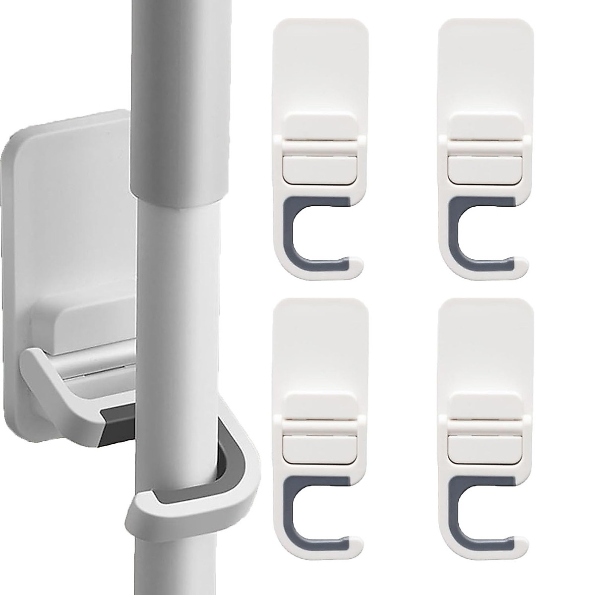 4/6/8PCS Peel and Stick Mop & Broom Holders, Mop and Broom Wall Holder Peel and Stick, Broom And Mop Organizer Wall Hanging, Broom Holder Wall Mount Self Adhesive, Broom Closet Organizer Hooks (4PCS)
