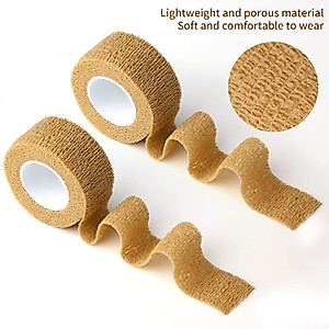 sansheng 1Inch Self Adherent Cohesive Wrap Bandages,Brown Athletic Tape for Wrist, Ankle, Hand, etc(12 Pack)