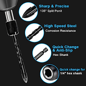 11PCS Masonry Drill Bit for Pots Bottles Ceramic Tile Glass Brick 3/16 to 1/2 inch Ceramic 1/4" Hex Shank Carbide Tips Concrete Drill Bit Set