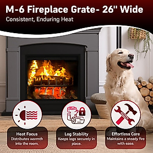 Grate Wall of Fire Model M-6 Smoke-Free Fireplace Grate – 26" Wide x 15" Tall – Durable Alloy Steel Construction, Increases Heat Output, Eliminates Smoke Issues, Ideal for Larger Fireplaces