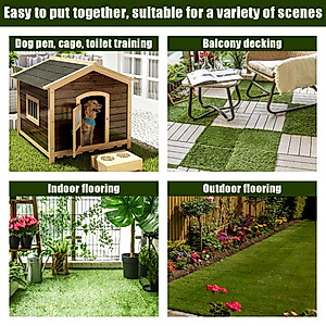 Qingbei Rina Artificial Grass Turf Tiles Interlocking for Dogs Potty,(12"x12"-9 Pack) Outdoor Fake Grass Mat Squares for Balcony,Self-draining Flooring