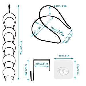 LMIP 15 Pack Hat Holder, Hanging Hat Holder Baseball Hat Holder Wig Organizer, Multifunctional Door/Wall Hat Organizer for Scarves, Handbags, Towels, Clothes, Tie Doors, Wall Hooks, Black (Black)