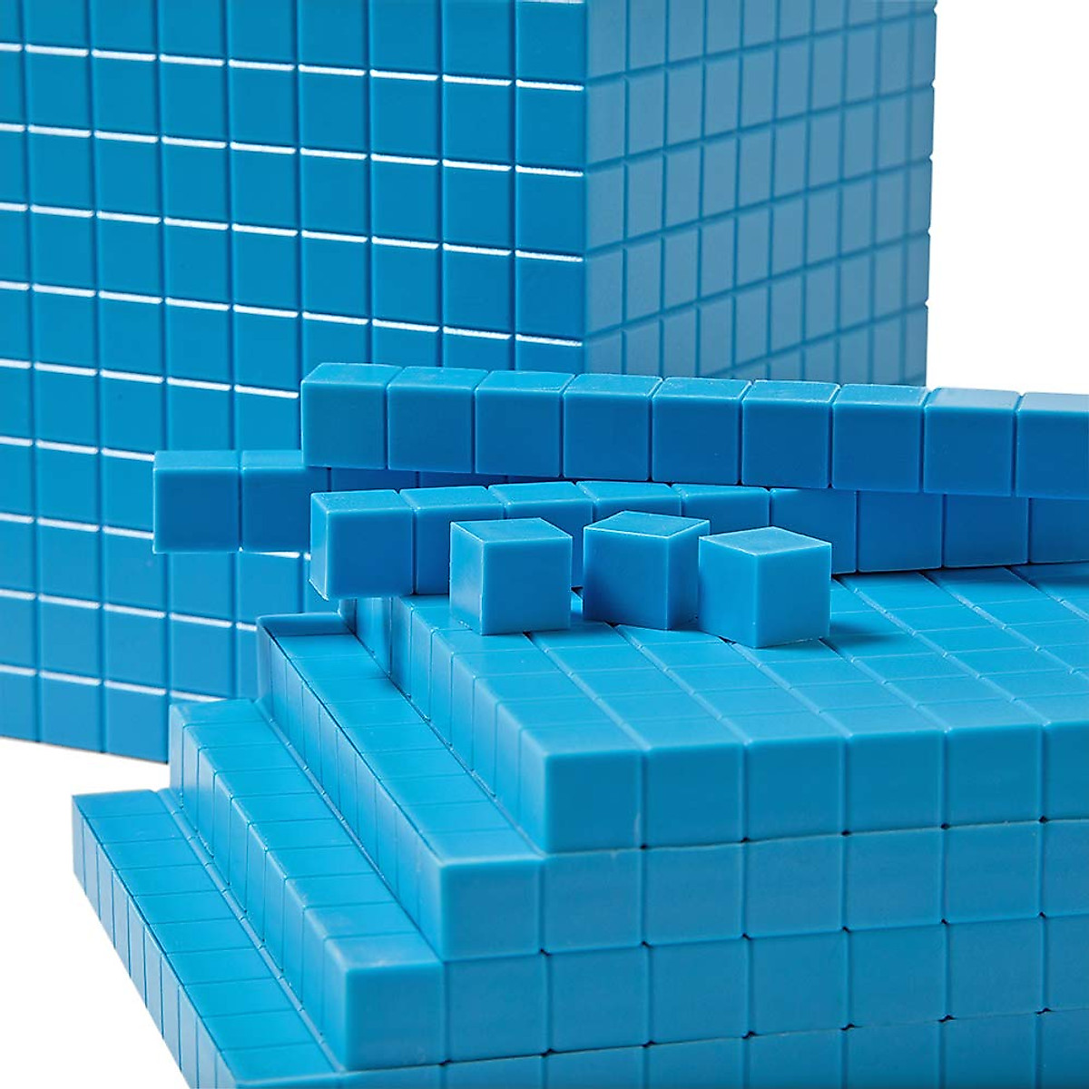 hand2mind Blue Plastic Base Ten Blocks Complete Set, Place Value Blocks, Counting Cubes for Kids Math, Base Ten Blocks Classroom Set, Math Blocks Kindergarten, Base 10 Math Manipulatives (Set of 644)