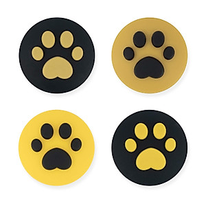 GeekShare 4PCS Silicone Cat Paw JoyCon Thumb Grip Set Joystick Caps Compatible with Switch / OLED / Switch Lite (Brown Yellow)