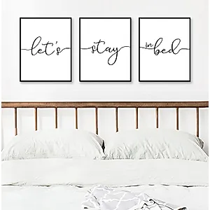 Let's Stay In Bed Quote Prints Minimalist Wall Decor Bedroom Wall Art Above Bed Art Prints Bedroom Decor Set of 3 UNFRAMED 11X14INCH