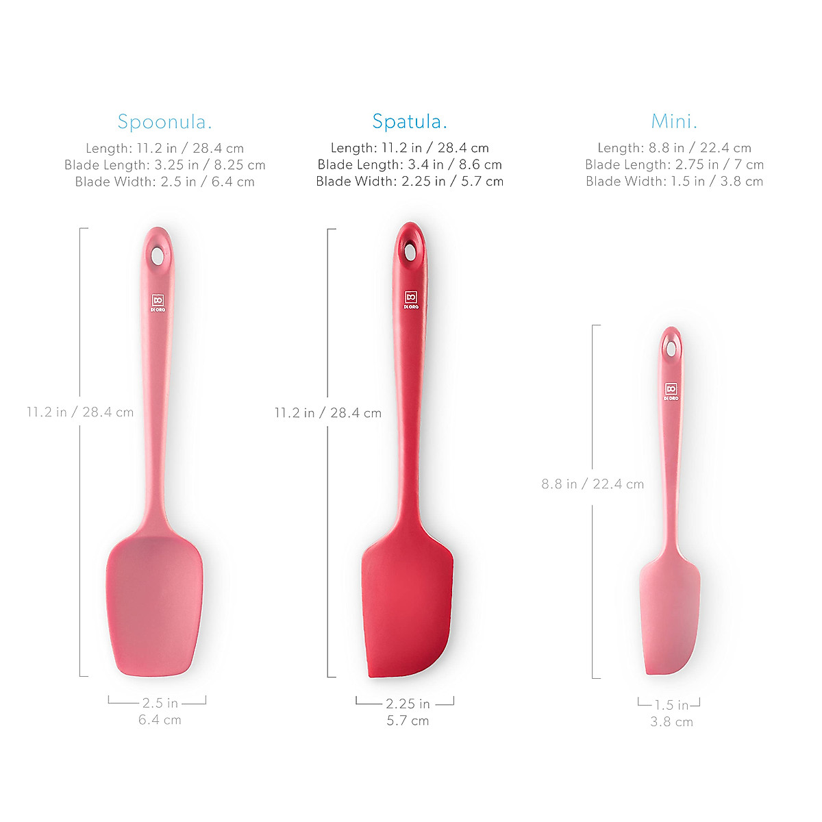 DI ORO - Large Silicone Spatula - 600ºF Heat-Resistant Spatula - Seamless Design - Pro-Grade Non-Stick Silicone Rubber with Reinforced Stainless Steel S-Core Technology (RED)