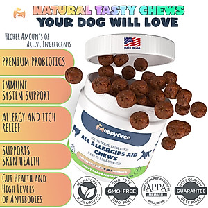 Best All Allergy Immune Supplements for Dogs- Made in USA- Omega 3 Wild Salmon Oil + Vitamins & Minerals- Seasonal Allergies Support- Itch & Hot Spots Relief- Digestive Probiotics | 170 Soft Chews