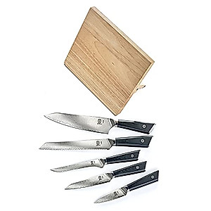 Mercer Culinary Premium Grade Super Steel 6-Piece Knife Set with Magnetic Rubberwood Stand, G10 Handles
