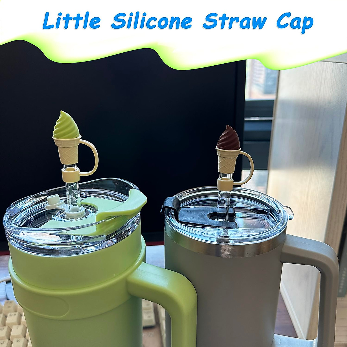 Stanley Straw Cover,5 Pack Straw Cover for Stanley Cup,Silicone Straw Topper 0.4in/10mm for Stanley Cup 30&40 oz for Tumblers(Multicolor Icecream)