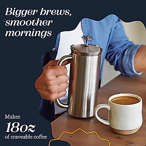 ESPRO - P7 French Press - Double Walled Stainless Steel Insulated Coffee and Tea Maker with Micro-Filter - Keep Drinks Hotter for Longer, Perfect for Home (Brushed Stainless Steel, 18 Oz)