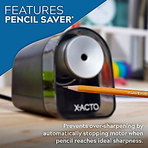 X-ACTO Pencil Sharpener, XLR Electric Pencil Sharpener, Colored Pencil Sharpener for Artists, Powerful, Compact Small Pencil Sharpener, Black, 1 Count