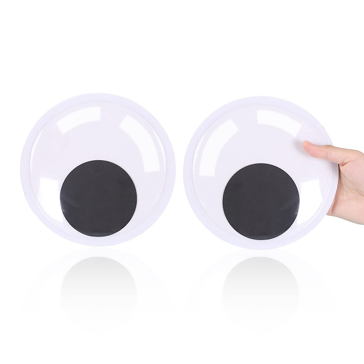 2 Pcs 7.5 Inches Giant Wiggle Eyes Plastic Large Wiggle Eyes with Self Adhesive for DIY Craft Decorations Chritsmas Tree Party Decorations