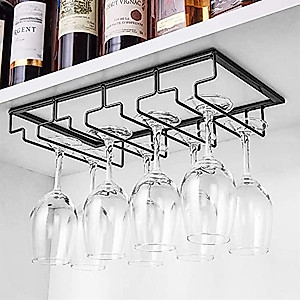 Metal Wine Glass Holder, Wine Glass Holder, Wine Glass Holder Wine Rack Kitchen Decoration (Color : 4 Rows 1 Pack Black)