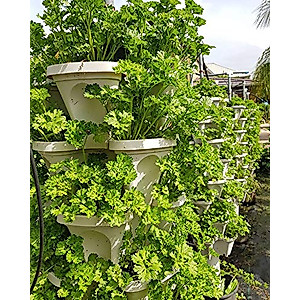 5-Tier Pink Strawberry and Herb Garden Planter - Stackable Gardening Pots with 10 Inch Saucer