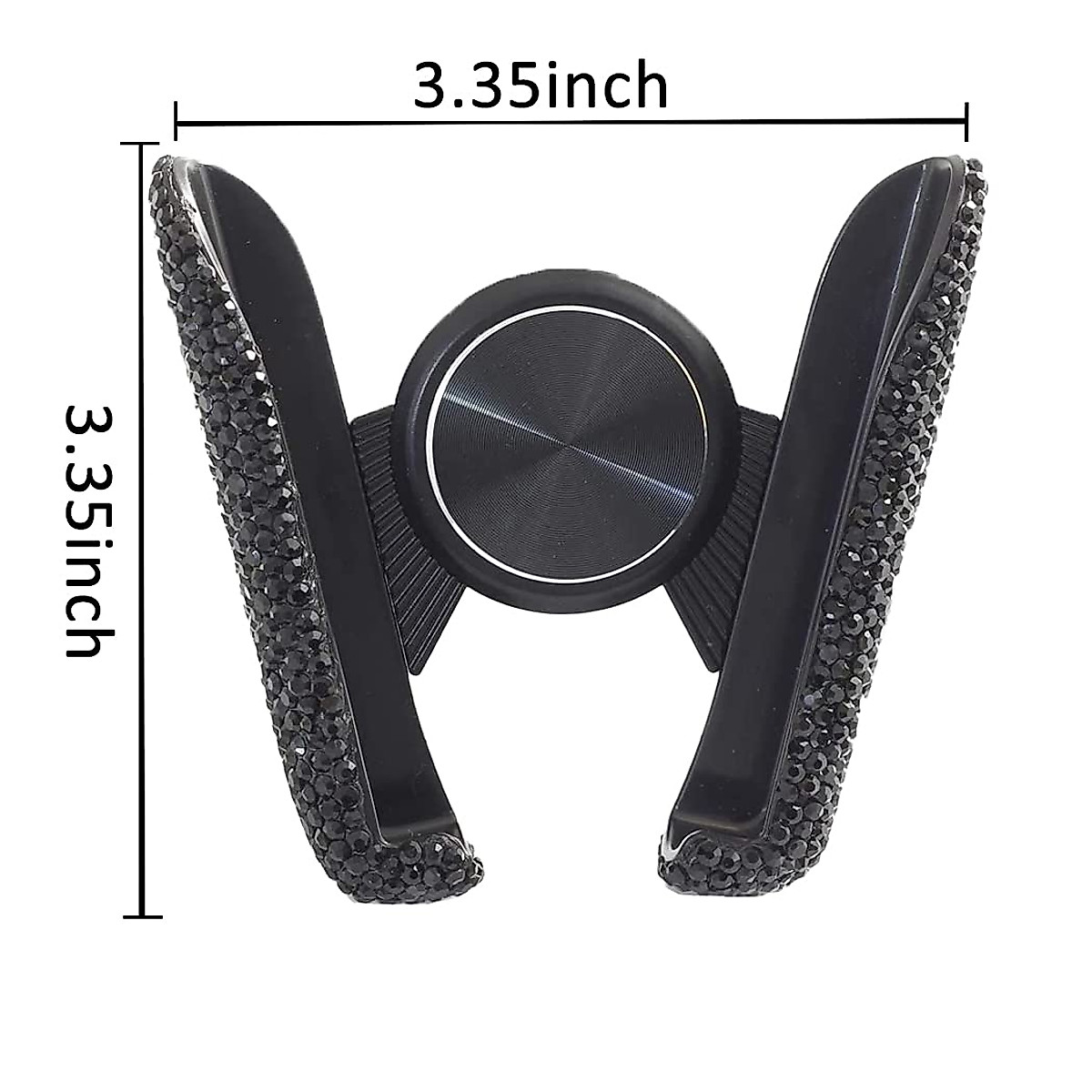 SUNCARACCL Bling Car Phone Holder Mini Dash Air Vent Automatic Mount Universal 360°Adjustable Crystal Auto Stand Accessories for Women and Girls (Black)