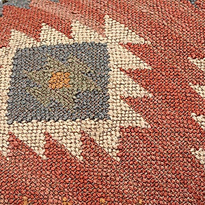 NATURAL FURNISH Wooden Bench for Living Room, Wool Jute Kilim Bench for entryway, Fabric upholstered Bench for Seating