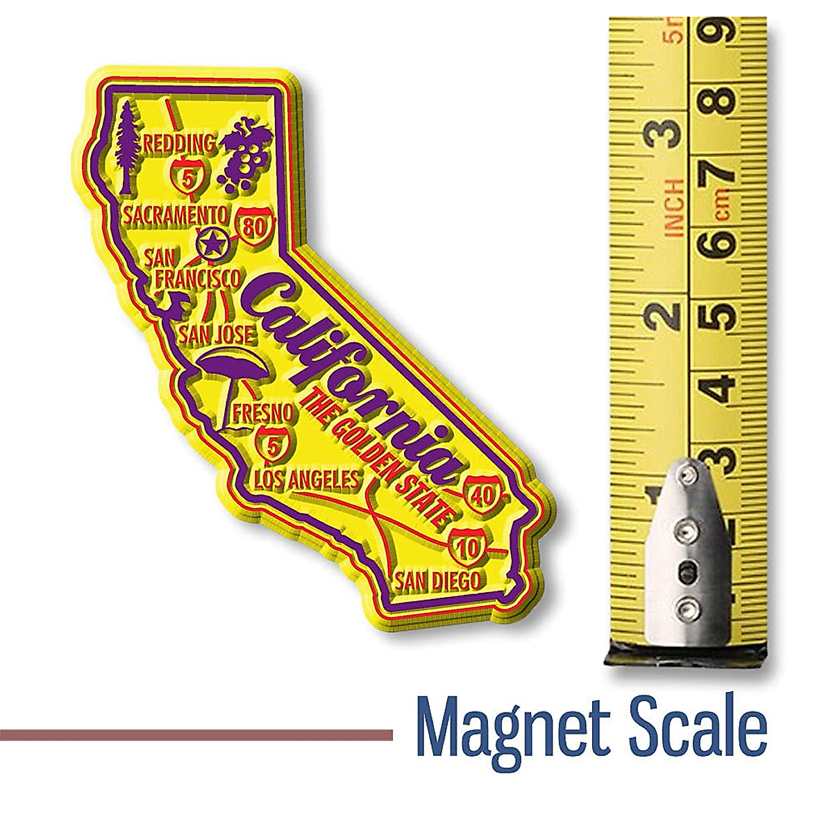 California Premium State Magnet by Classic Magnets, 2.6" x 3.2", Collectible Souvenirs Made in The USA