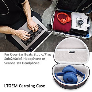 LTGEM Case for Beats Solo 2 / Beats Solo 3 / Beats Studio 3 Headphones, Hard Storage Travel Protective Carrying Bag, Grey