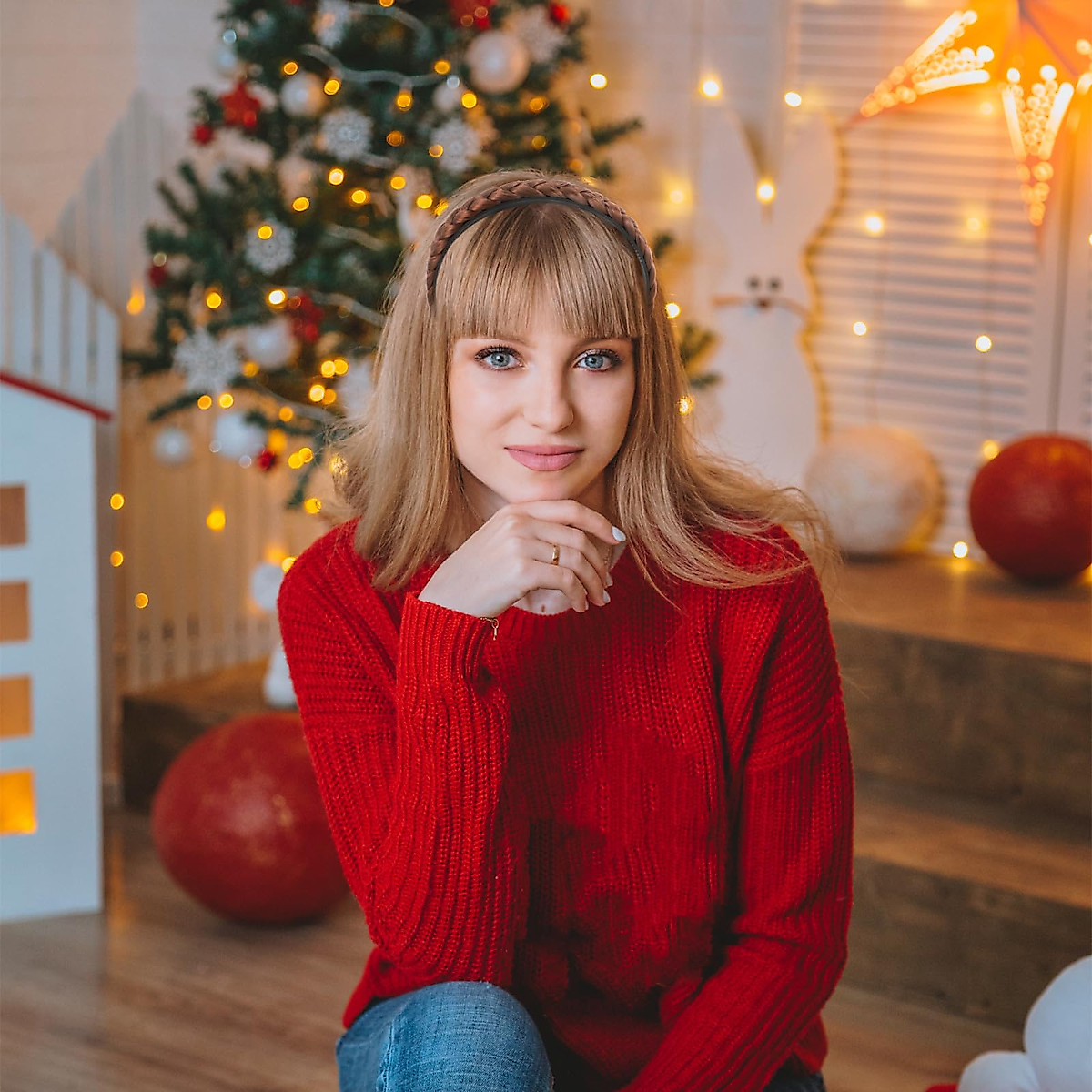 Lurrose 3 Pcs Women Hair Plaited Braided Headbands Synthetic Hairpieces Braid Wig with Teeth Hair Band Hair Hoop Hair Accessories