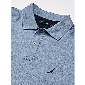 Nautica Men's Classic Fit Short Sleeve Solid Soft Cotton Polo Shirt, Deep Anchor Heather, 4XLT Tall