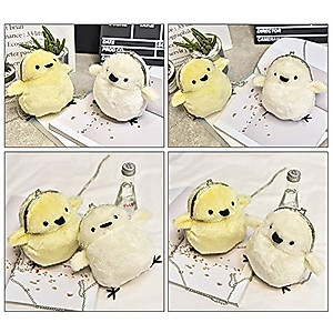 Techcircle Cute Chick Purse Crossbody Fluffy Fur Coin Wallet Chain Pouch-Yellow