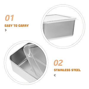 BESTonZON 4pack Stainless Steel Square Boxes, Stainless Steel Food Storage Box Container with Leak Plastic Lid, Food Storage Containers for Fruit Vegetables Snack Food, Dishwasher Safe