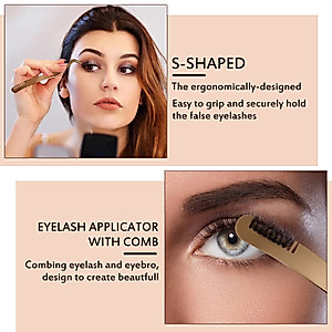 Lash Applicator Tool Eyelash Applicator Tool 2 Pieces for Lash Clusters B&Q Lash Extension Tweezers Gold Eyelash Tweezers DIY Lash Applicator Tweezers Set (Golden,2pcs)