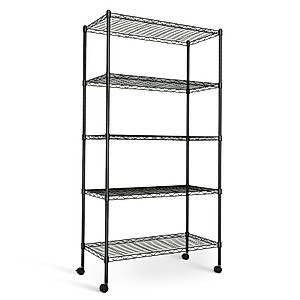 HealSmart Heavy Duty 5-Shelf Shelving Unit, 29" D x 14" W x 61" H, 5 Tier, Black