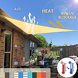 Windscreen4less 12' x 12' x 12' Sun Shade Sail Triangle Outdoor Canopy Cover UV Block for Backyard Porch Pergola Deck Garden Patio (Beige)
