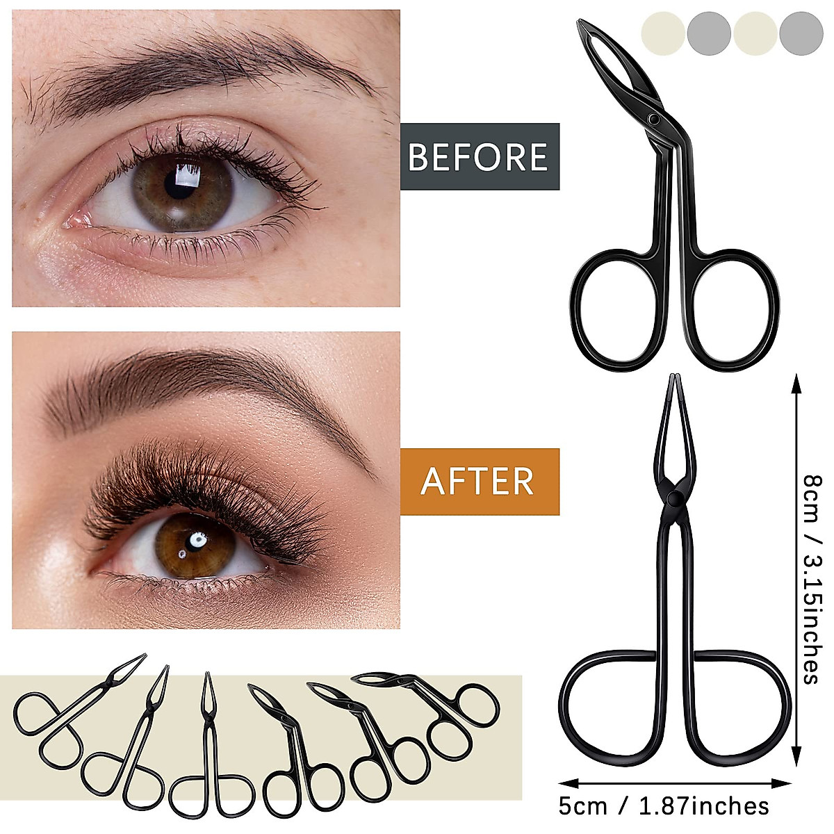 6 Pieces Scissors Shaped Eyebrow Tweezers Flat Tip Tweezers Hair Plucker and Slanted Tip Tweezers Stainless Steel Scissor Handle Tweezers Flat Straight Tip Tweezers Brow Hair Remover (Black)