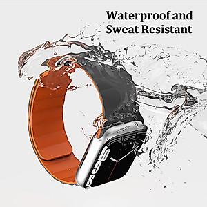 Hamind Apple Watch Band Series Ultra SE 8 7 6 5 4 3 2 1, Watch Band Compatible with Apple Watch 49mm 45mm 44mm 42mm Women and Men, Double Sided Wearable Silicone Magnetic Loop Bands (Grey+Orange)
