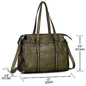 IVTG Genuine Leather Handbag for Women Vintage Handmade Top Handle Bag Crossbody Satchel (Green)
