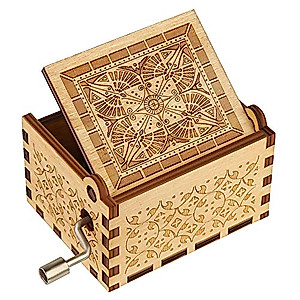 RUYE You are My Sunshine Music Box, Hand Crank Musical Box Vintage Wood Carved Engraved Musical Box-Gifts for Birthday/Christmas/Valentine's Day (White)