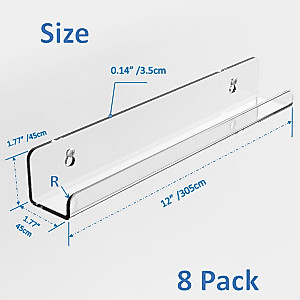 VIOOAL 12'' Vinyl Record Wall Mount, 8 Pack Vnyl Shelves,Record Wall Display(Clear)