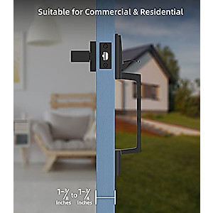 Roughshi Front Door Handle, Exterior/Interior Entry Lower Half Handleset Single Cylinder Lever, Century Trim for Left and Right Door Matte Black