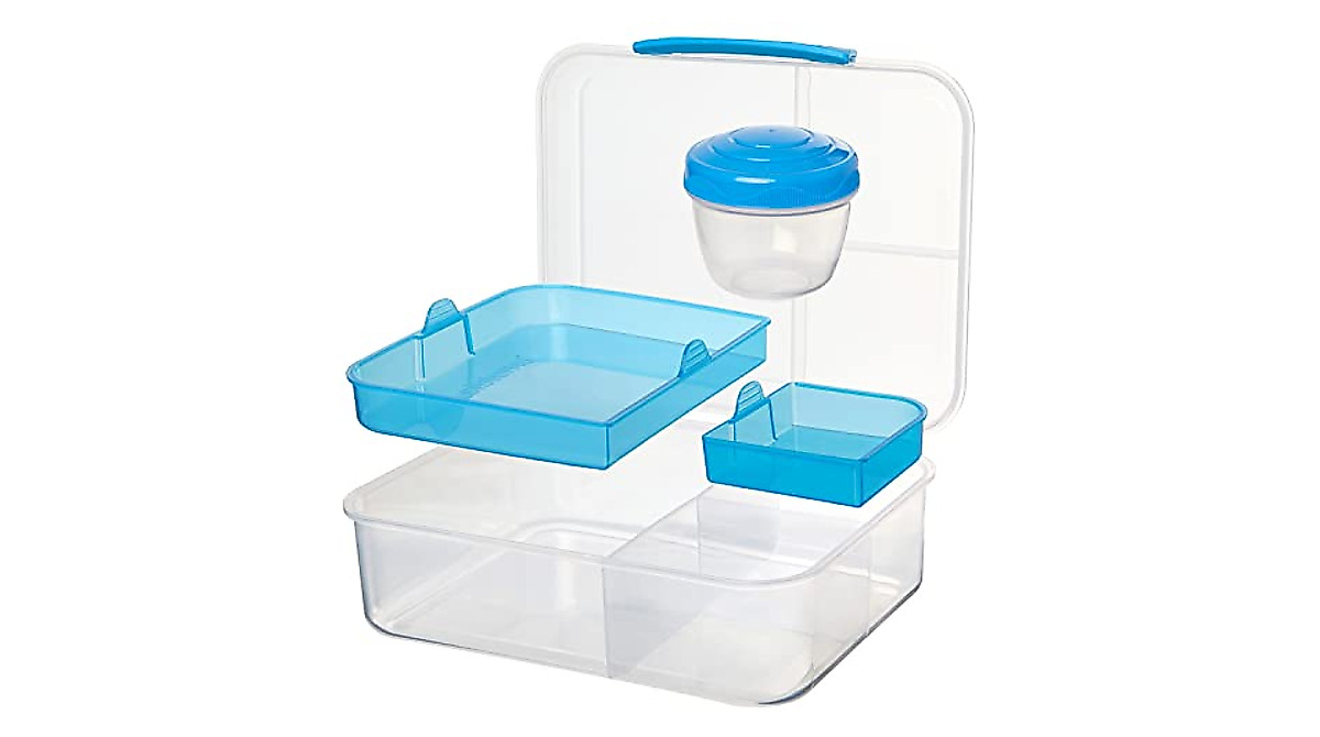 Sistema Bento Lunch Box: Large Clear/Blue Lunch Container | Keep Food Fresh