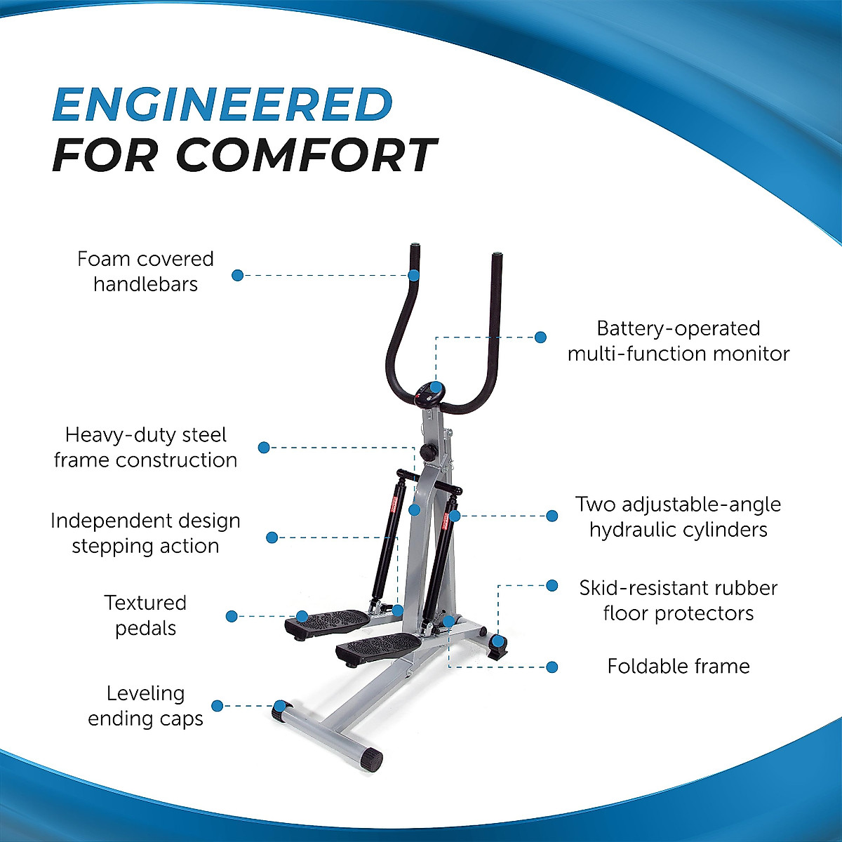 Stamina Products 40-0069 Spacemate Adjustable Folding Exercise Fitness Stepper Machine with Digital Monitor and Transport Wheels