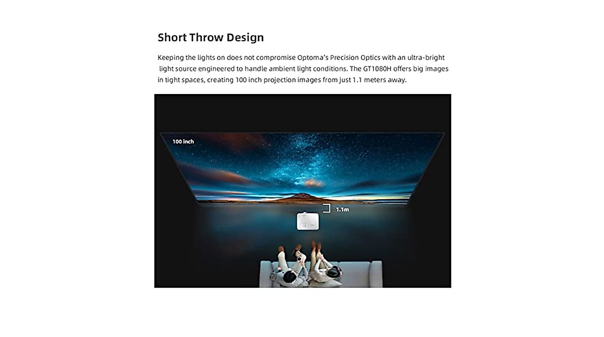 DINOY EH412ST Short Throw Projector with 1080P 3D Bright Hollywood Quality