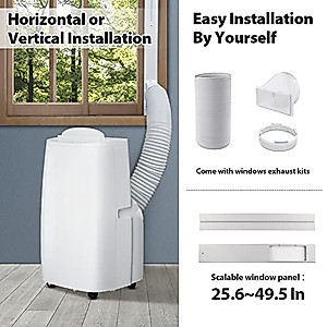 LifePlus Portable Air Conditioner for Cool Up to 500 Sq.Ft. Large Room, 14000 BTU 3 In 1 Portable AC Unit w/Dehumidifier & Fan, Auto Swing, 24H Timer & Window Ventilation Kit, Low Noise for Bedroom