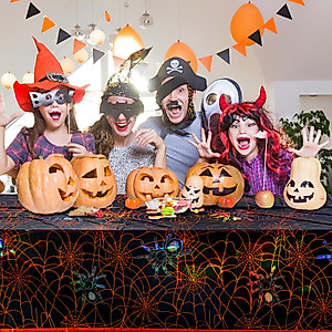 3 Pack Iridescent Halloween Spider Web Tablecloth Party Decorations, Plastic Spider Table Cloth, Disposable Halloween Table Decor Backdrop Banner for Haunted House Halloween Party Supplies, 54x108Inch