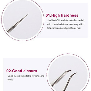 Yelix Cosmetic Stainless Steel Tweezers for Eyelash Extension Precision Makeup Tools for Eyelash Grafting Set 5B-SA
