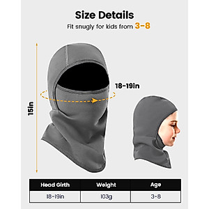 Aegend Kids Balaclava Windproof Ski Face Warmer for Cold Weather Winter Sports Skiing, Running, Cycling, 1 Piece, 4 Colors Gray