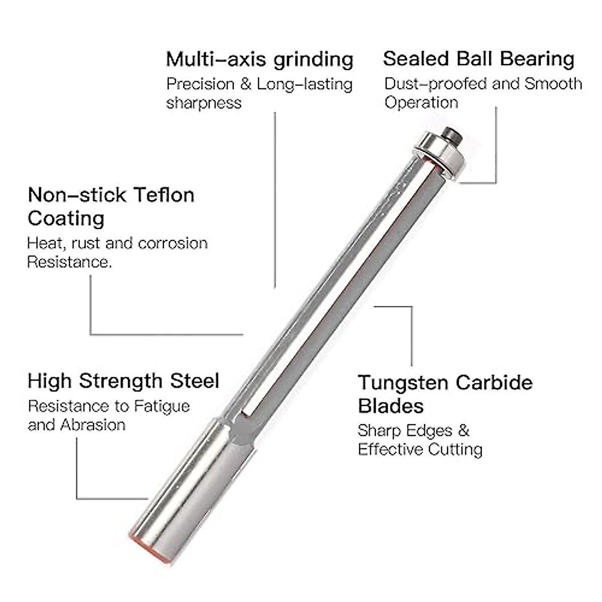 Flush Trim Router Bit 1/2 Shank by Sinoprotools, Extra Long Flush Trim Bit Cutting Length 3", Carbide Top Bearing Router Bit, Trim Router Bits, Flush Cut Router Bit, for Woodworking