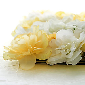 Tableclothsfactory 13 Sq ft. | 4 Panels UV Protected Lifelike Assorted Silk Flower Wall Mats Panel Photo Booth Garden - White | Champagne