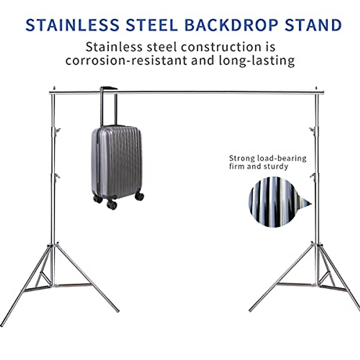 GSKAIWEN 8.5 * 10 FT Stainless Steel Backdrop Stand,Photo Video Adjustable Background Support System Stand Kit with Carry Bag for Parties,Wedding,Photography Studio