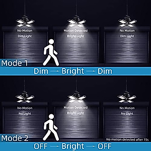 NIORSUN Solar Outdoor Lights Solar Lights Indoor Motion Sensor Pendant Light 3 Colors 4-Leaf 4 Modes with Remote, 16.4ft Wire Waterproof Security Lamp for Garage Shed Home Barn Shop Gazebo(1 Pack)