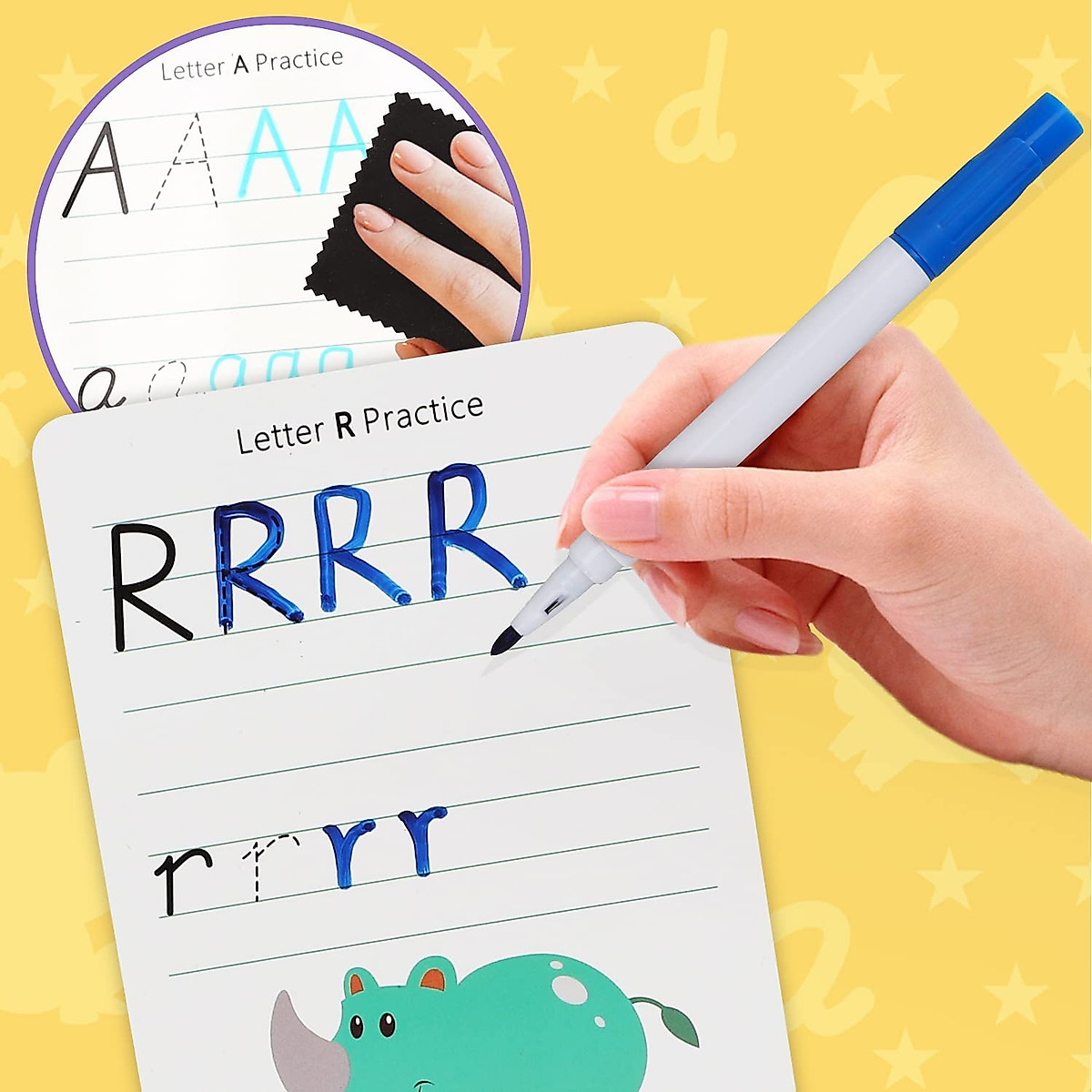 TOY Life Dry Erase Alphabet Flash Cards with ABC Flash Cards for Alphabet Affirmation Workbook - Toddler Flash Cards Preschool Homeschool 3 4 5 Years Flash Cards Read Write Learning Cards Toddlers